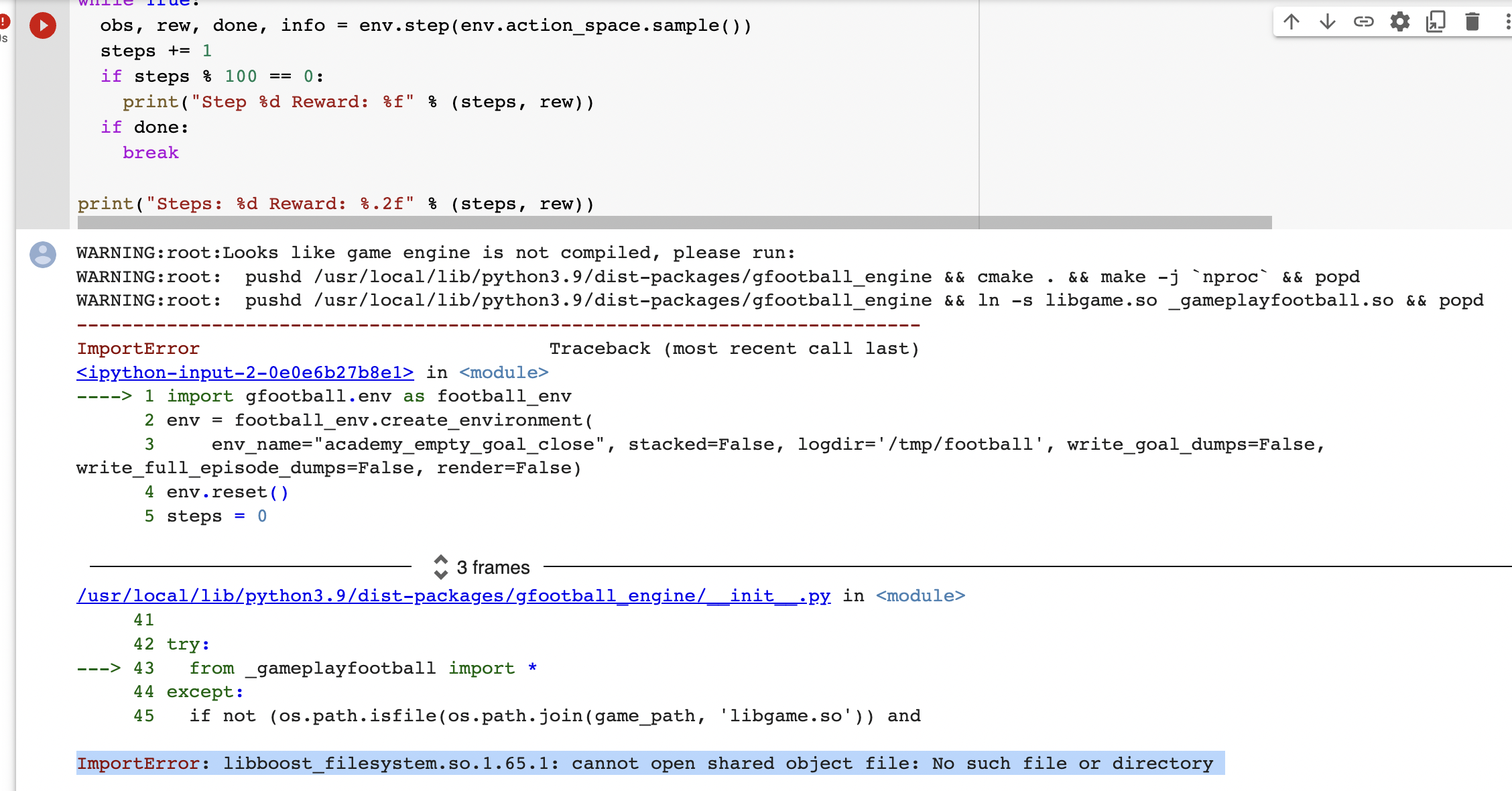 Importerror Libboost Filesystem So 1 65 1 In Collab · Issue 11 · Ericyangyu Ppo For Beginners