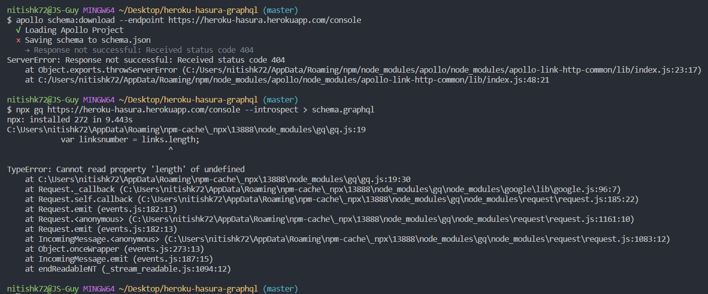 Error while Exporting the Hasura GraphQL schema · Issue #2056 · hasura/graphql-engine · GitHub