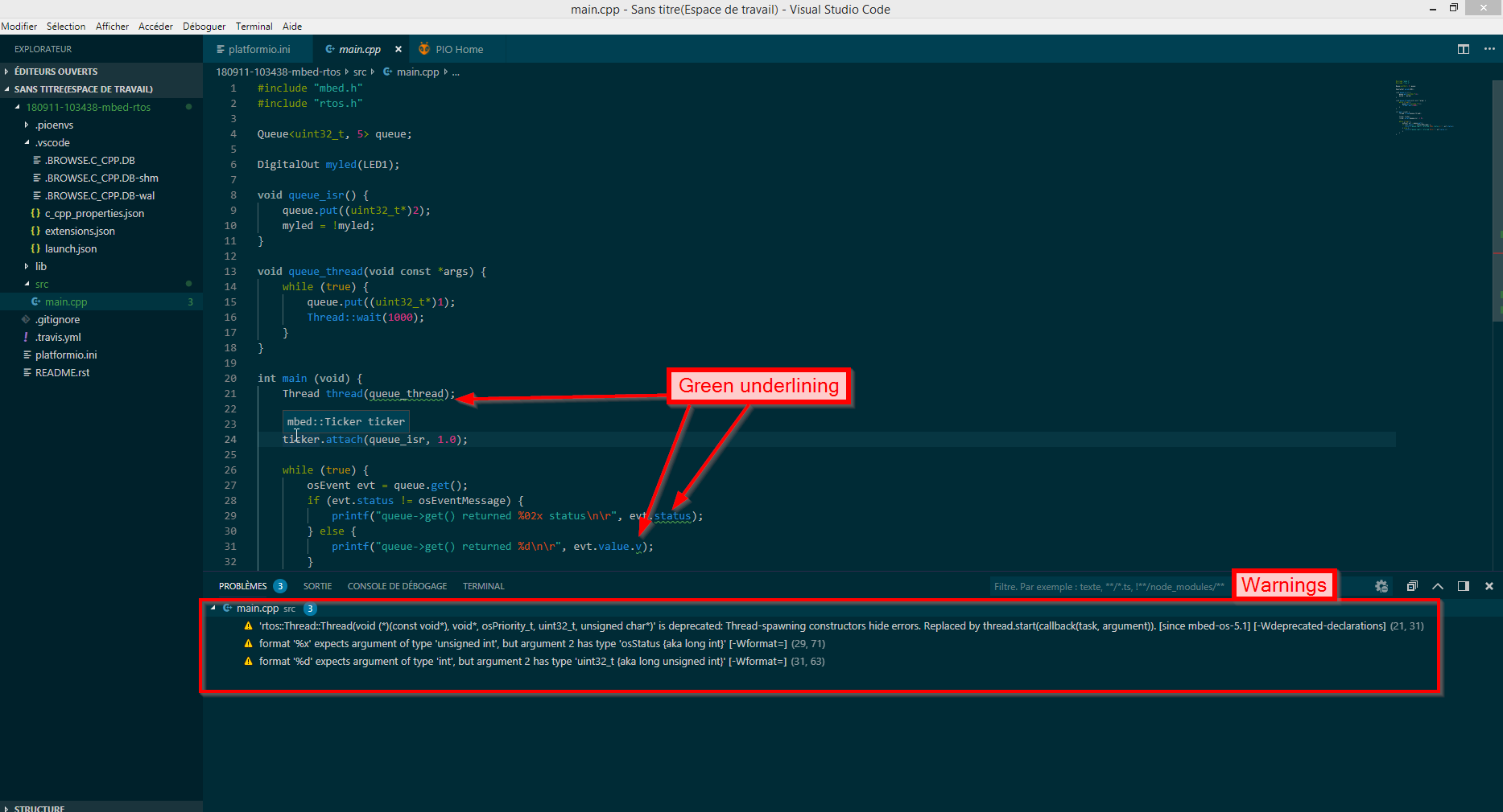 mbed-rtos example gives warnings · Issue #148 · platformio/platform-ststm32 · GitHub