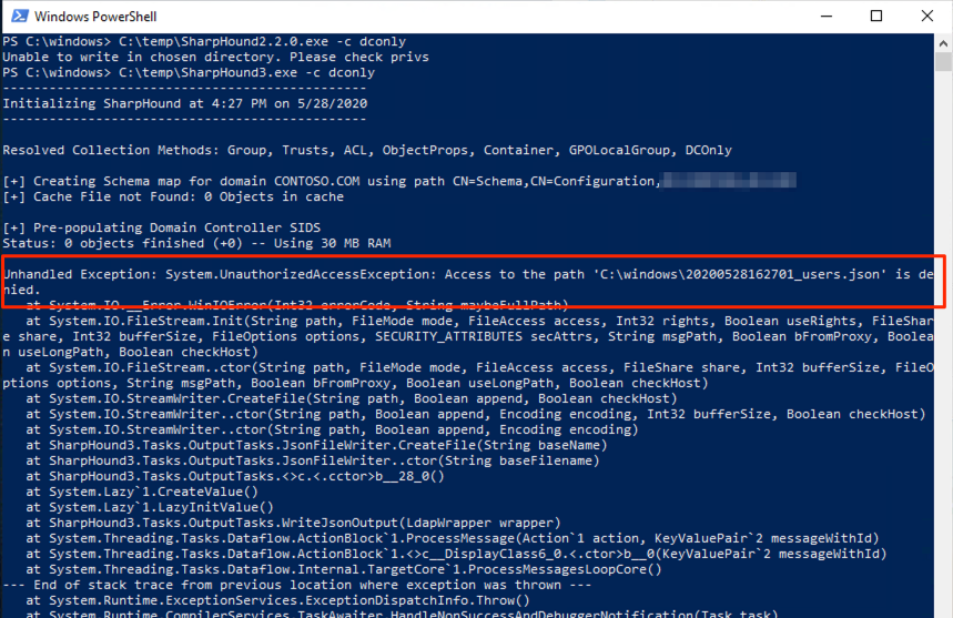 No exception handling for trying to write in read-only dir · Issue #333 · SpecterOps/BloodHound ...