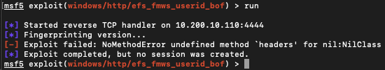 NoMethodError in exploit/windows/http/efs_fmsw_userid_bof · Issue #12791 · rapid7/metasploit ...