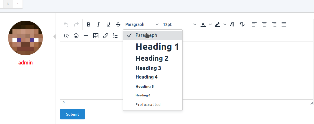 WYSIWYG: add headings to editor · Issue #2552 · NamelessMC/Nameless · GitHub