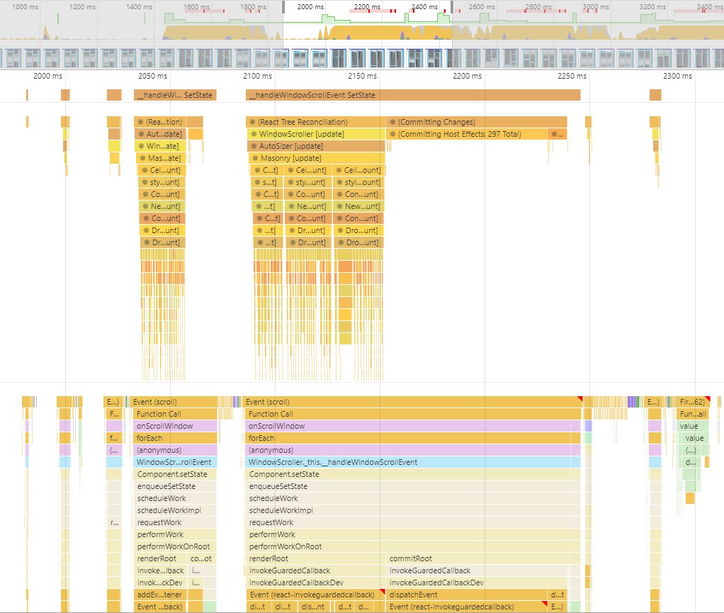 Scroll performance issue (setState from _handleWindowScrollEvent() in WindowScroller) · Issue ...