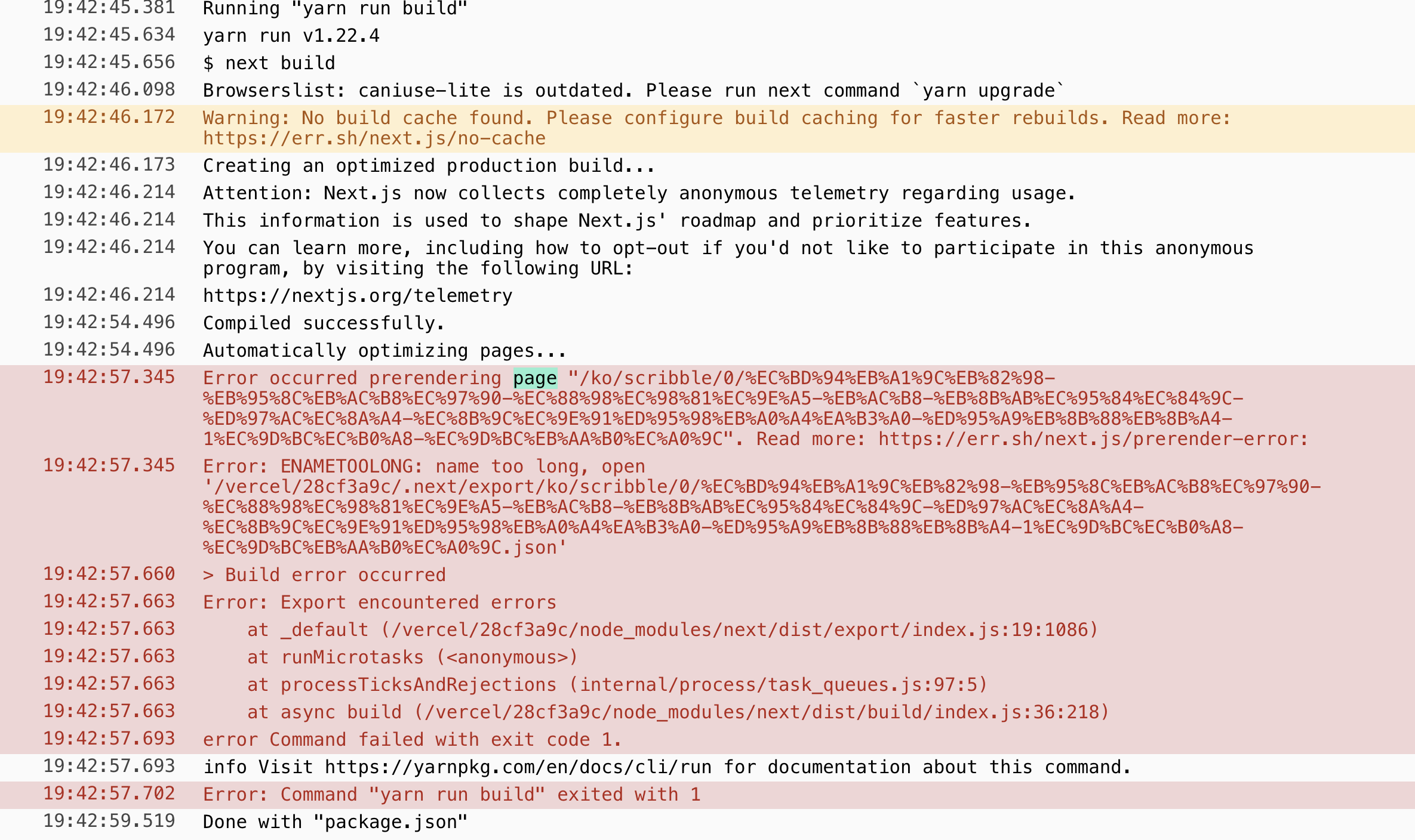 prerendering page error ENAMETOOLONG: name too long(ssg, static export) · Issue #15858 · vercel ...