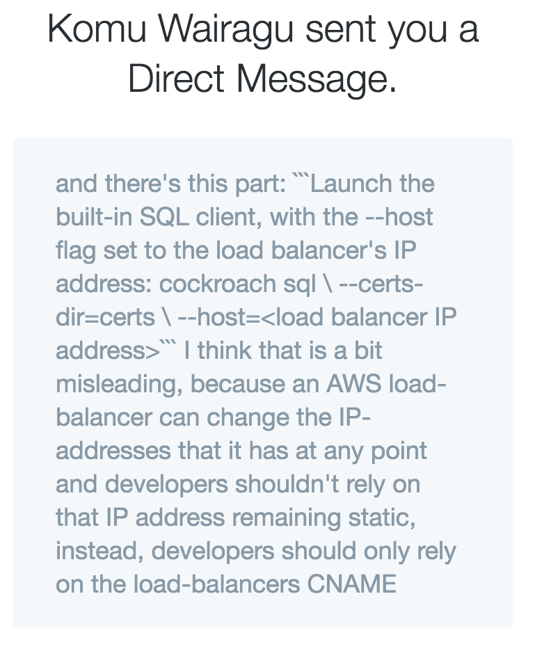 Use Cname For Aws Load Balancers · Issue 1534 · Cockroachdbdocs · Github