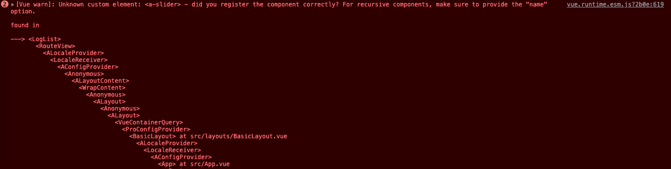 加载Slider出错Unknown custom element · Issue #1228 · vueComponent/ant-design-vue-pro · GitHub
