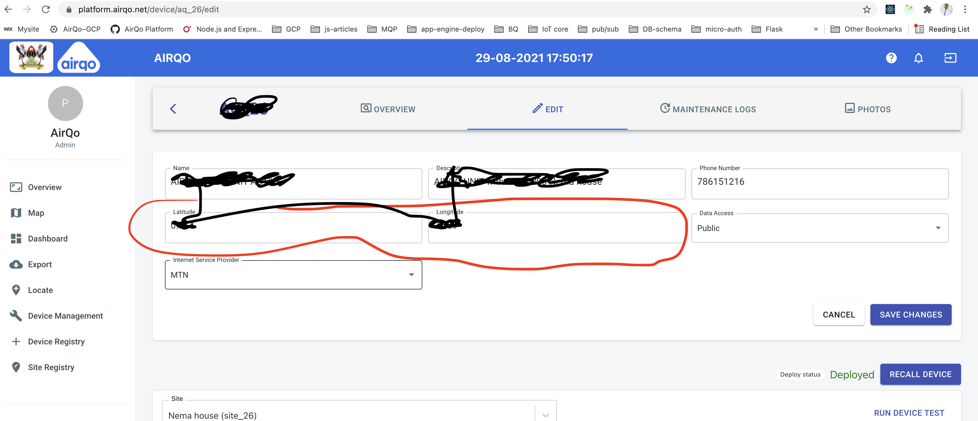 remove latitude and longitude from device EDIT · Issue #407 · airqo ...