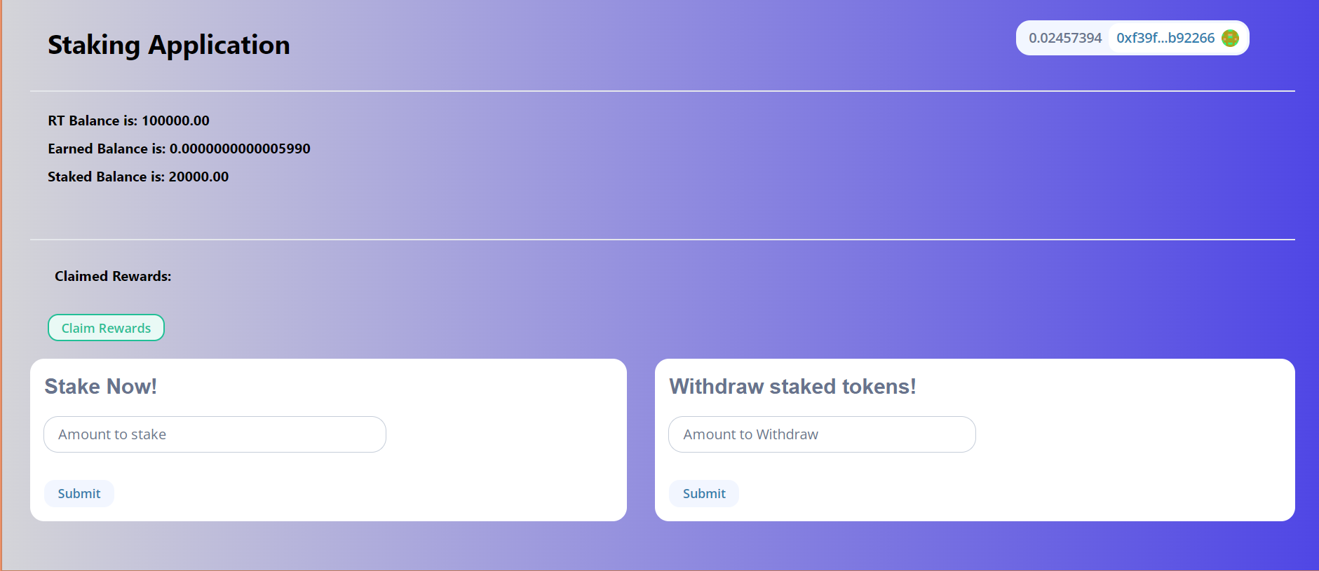 GitHub - josamuna/StakingDApp: Staking DeFi Demo Project