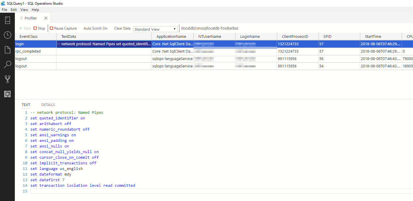 Profiler extension missing parameterized queries from ASP.NET Core + EF Core application · Issue ...