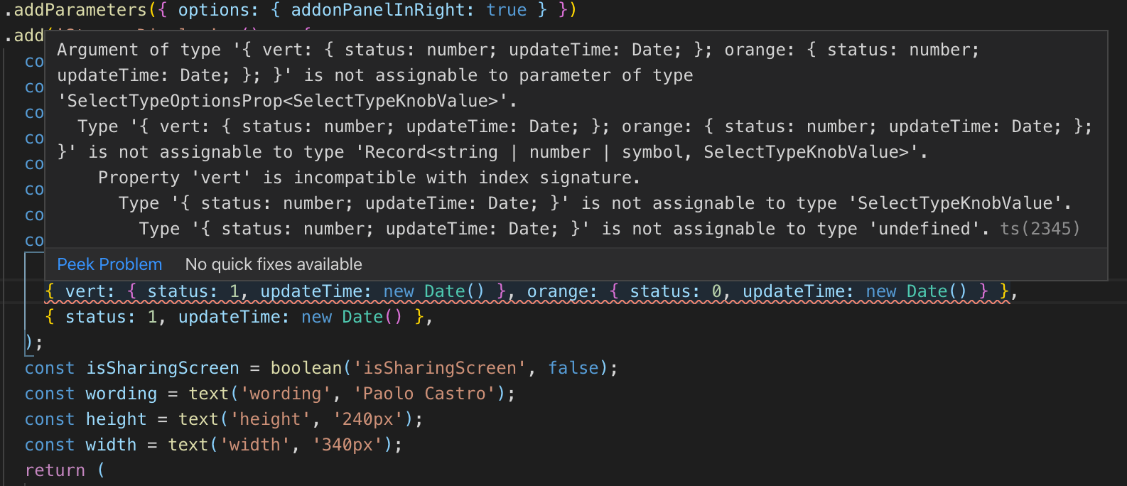 Storybook knobs select typescript types false positive · Issue #8399 ...
