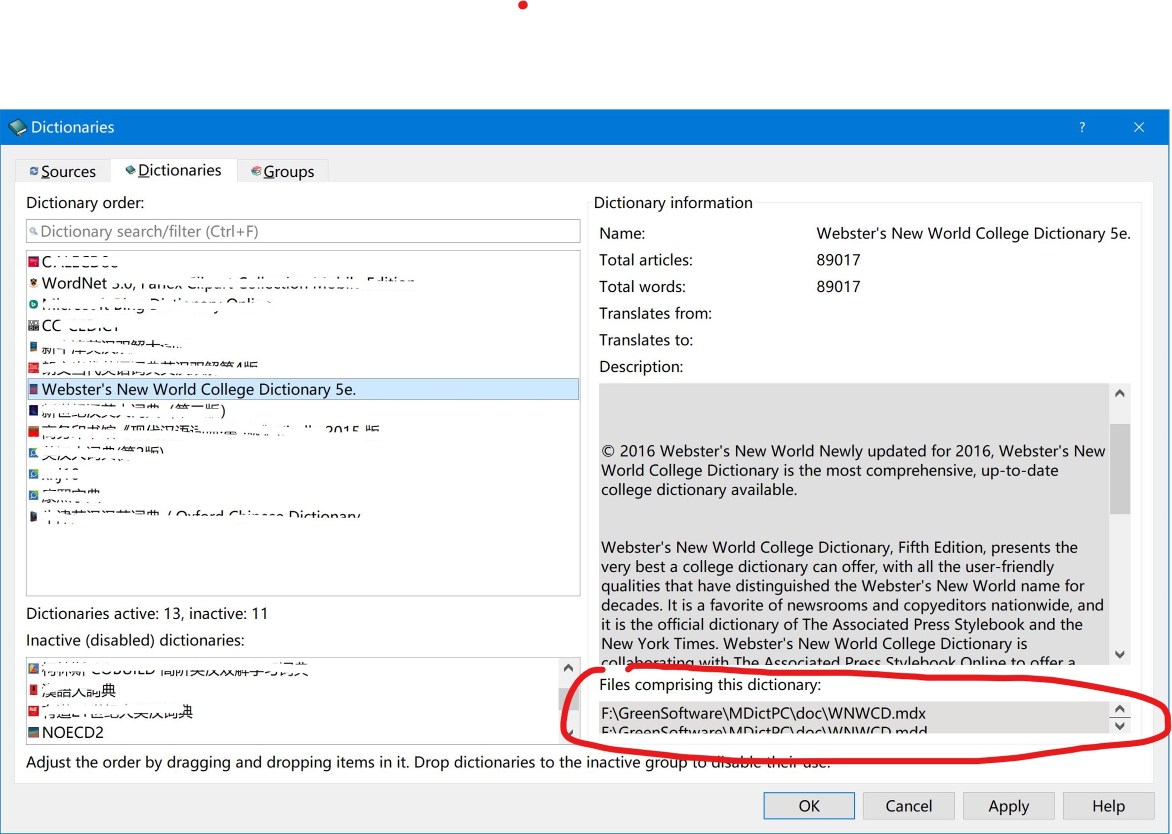 "File comprising this dictionary" box not resizeable · Issue #1106 · goldendict/goldendict · GitHub