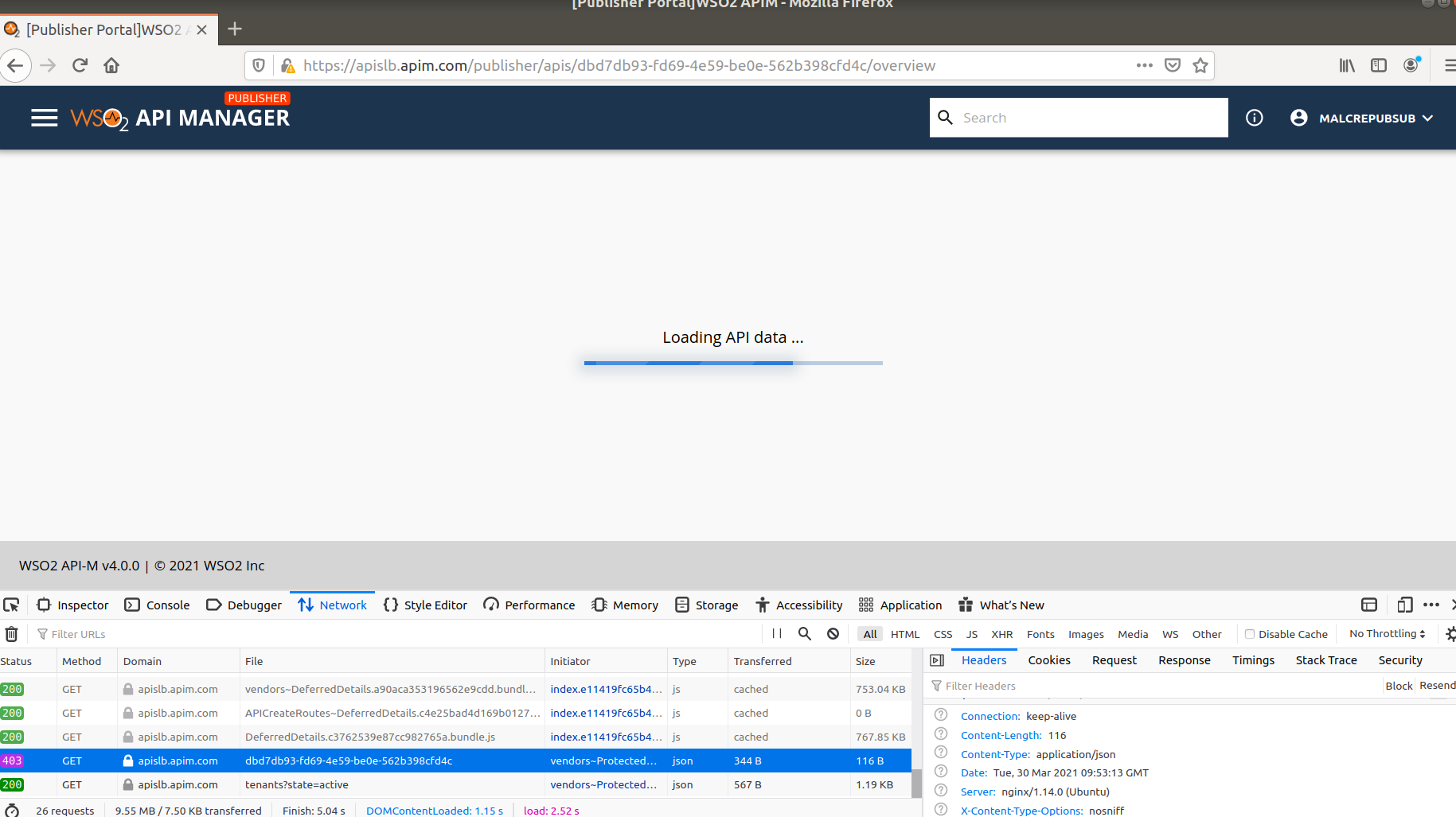 [Publisher] Trying to access Access control protected API -> page hangs · Issue #10649 · wso2 ...