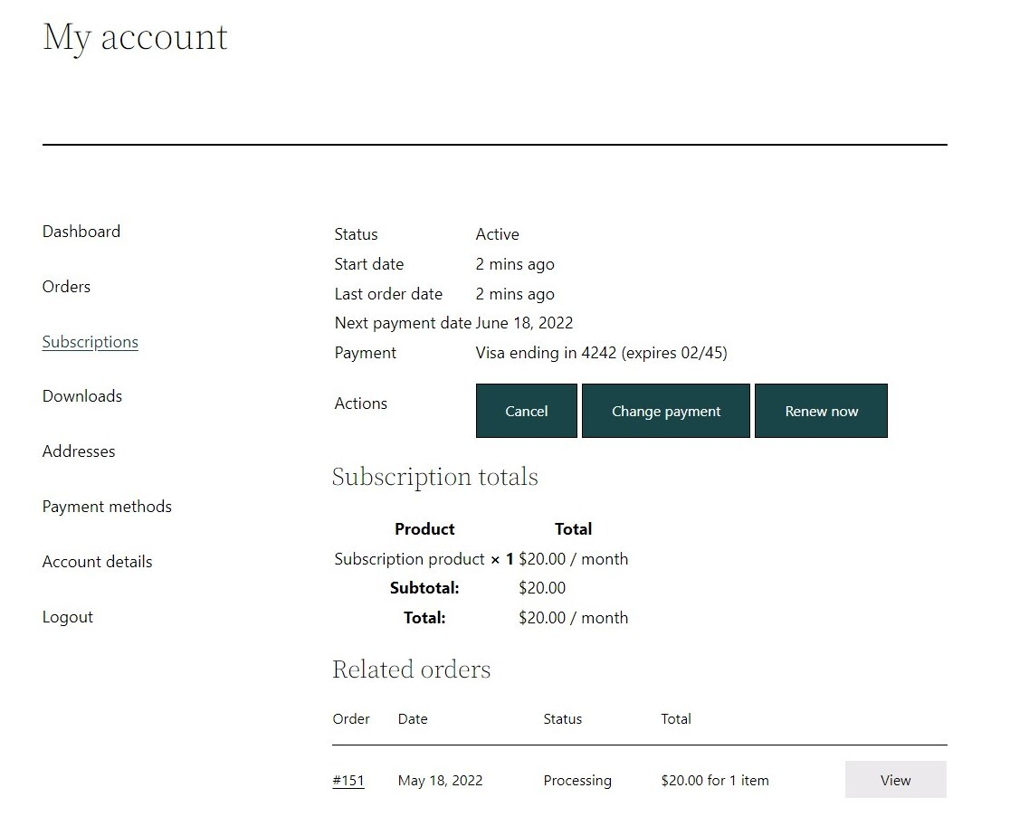 Unable to display "Subscription ID (#)" as title on "My account > Subscriptions" page on ...