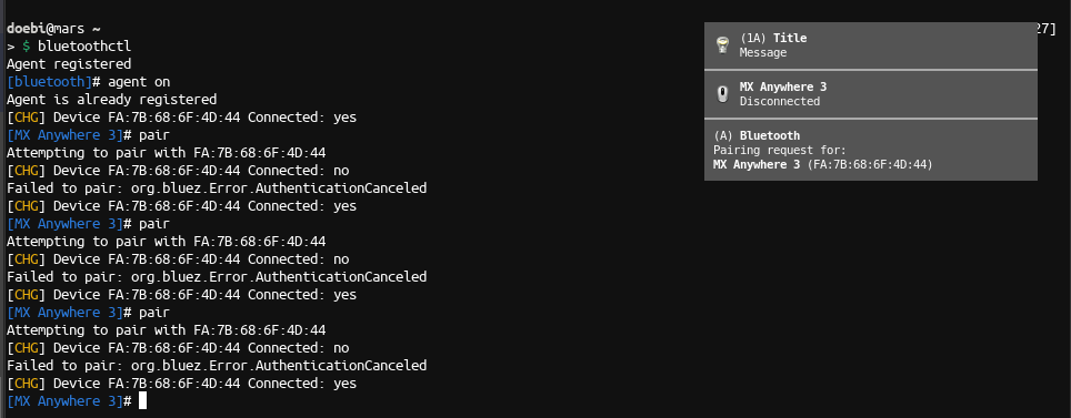 Pairing request for : endless loop · Issue #1930 · blueman-project/blueman · GitHub