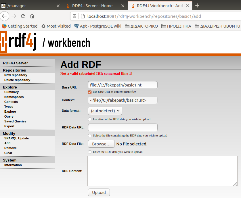 Workbench + Console cannot load N-Triple file · Issue #2667 · eclipse-rdf4j/rdf4j · GitHub