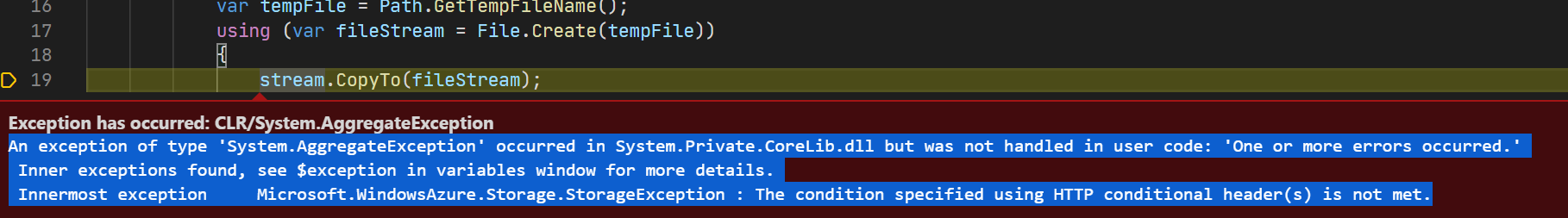 The condition specified using HTTP conditional header(s) is not met · Issue #247 · Azure/azure ...