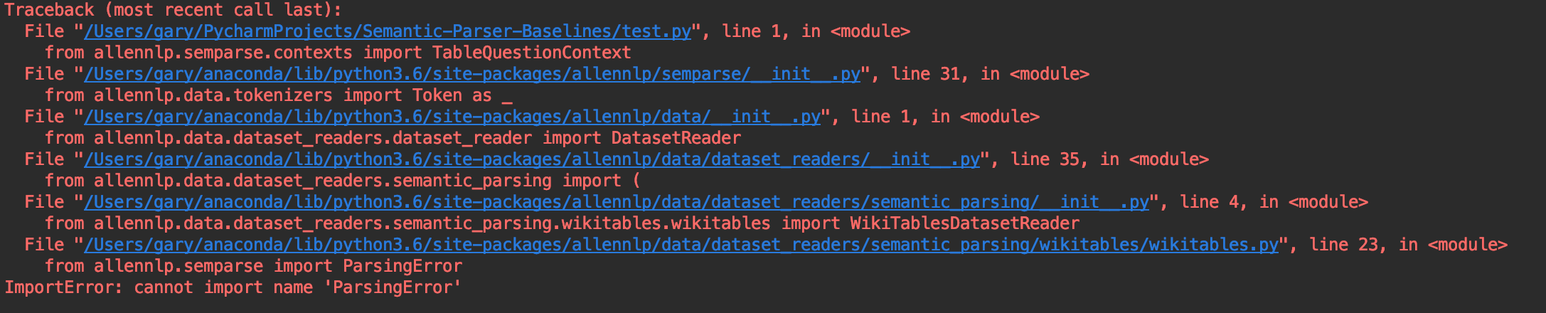 ImportError: cannot import name 'ParsingError' · Issue #3326 · allenai/allennlp · GitHub