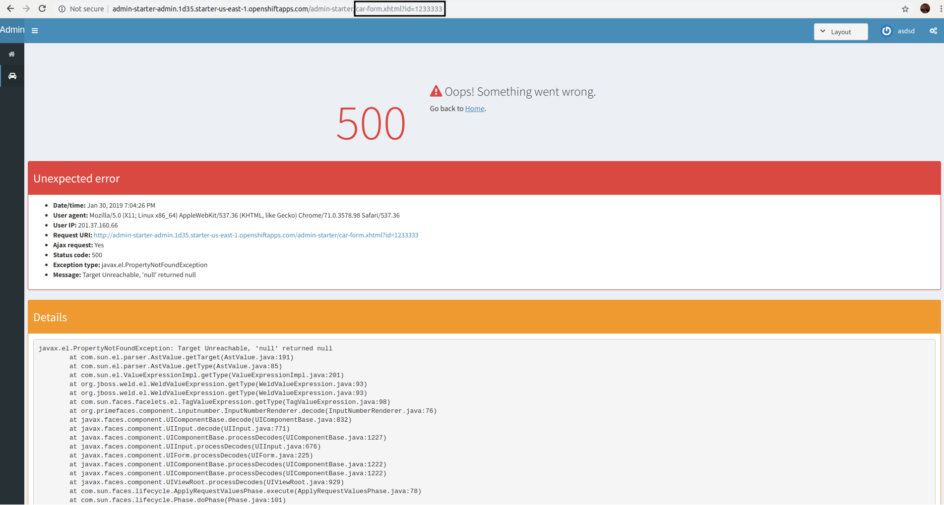 Target Unreachable, 'null' returned null when entity is not found · Issue #32 · adminfaces/admin ...