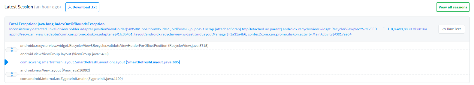Fatal Exception Javalangindexoutofboundsexception · Issue 928 · Scwang90smartrefreshlayout