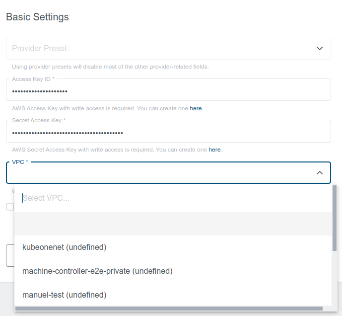 Unable to create AWS cluster without presets · Issue #4180 · kubermatic/dashboard · GitHub