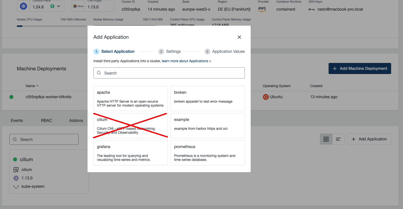 Hide KKP-managed / CNI Applications in Applications dialog / list · Issue #5440 · kubermatic ...