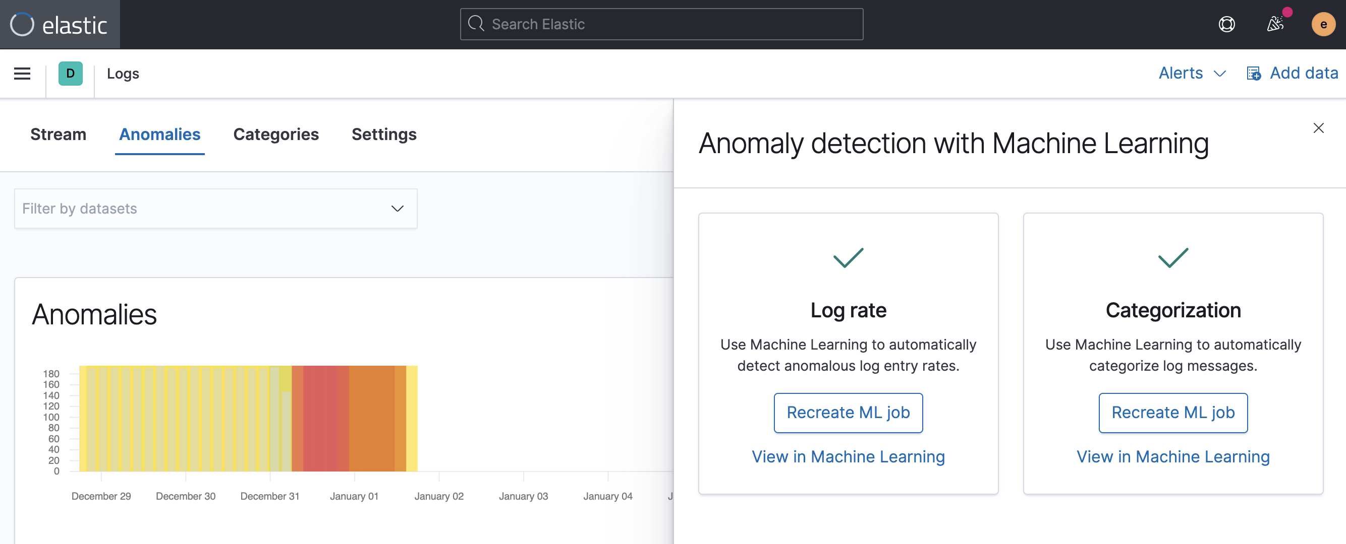 [Logs UI] Add link to the Anomaly detection flyout in the main Kibana header menu links · Issue ...