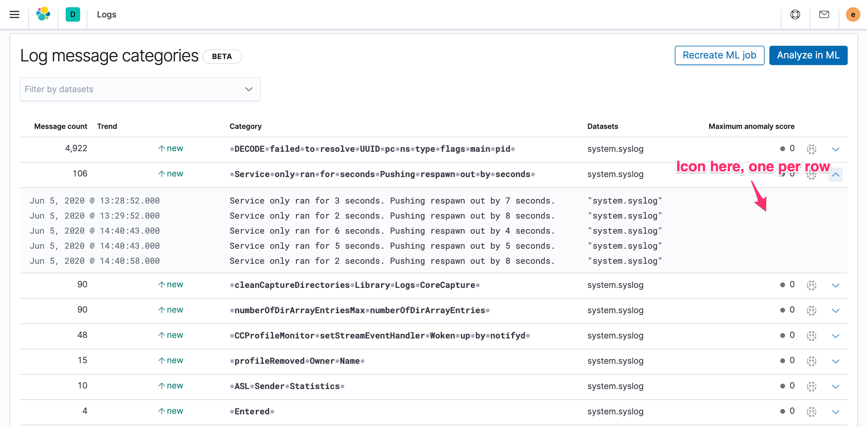 [Logs UI] Link from log category examples to associated stream and context views · Issue #68439 ...