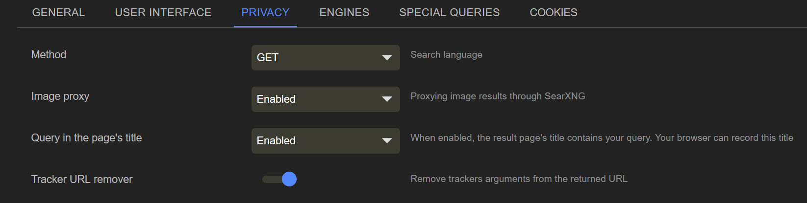 /preferences: rename "Method" to "HTTP Method". · Issue #751 · searxng/searxng · GitHub
