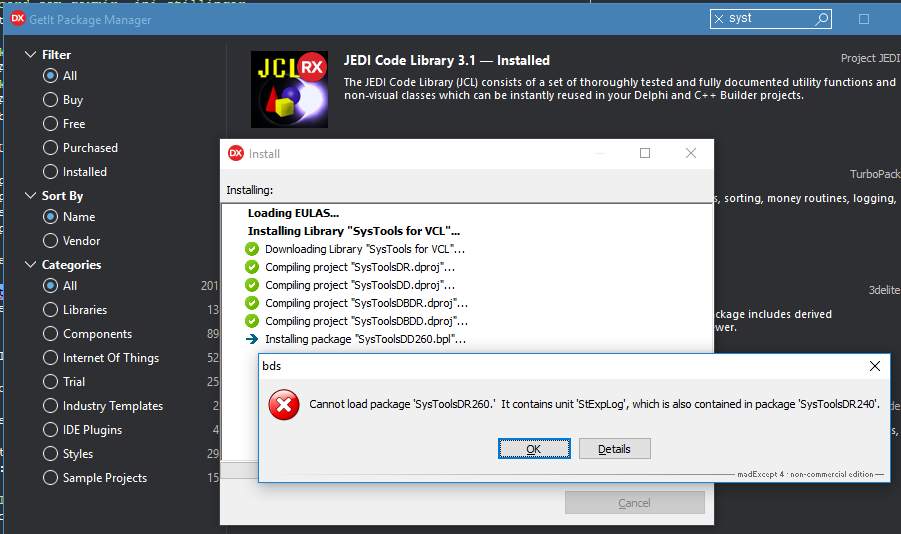 Unable to install SysTools via GetIt in Delphi Rio 10.3.2 · Issue #12 ...