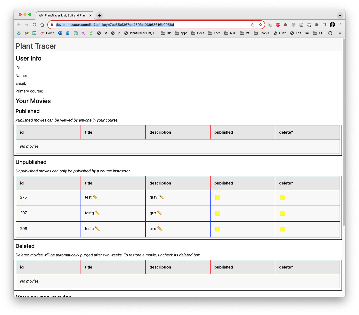 User info is blank in reponse to list request · Issue #67 · Plant-Tracer/webapp · GitHub