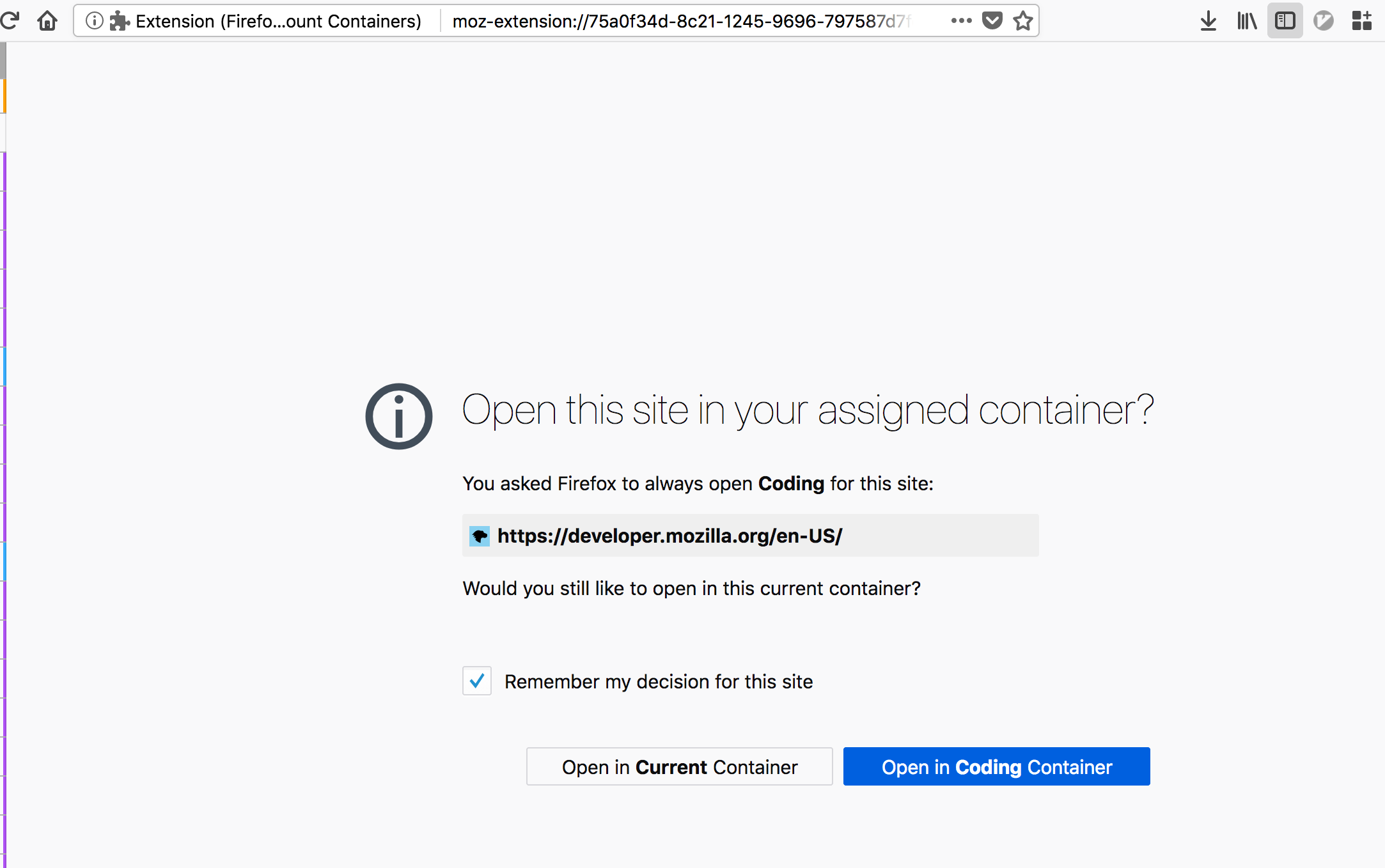Always open in prompt not appearing · Issue #1058 · mozilla/multi-account-containers · GitHub