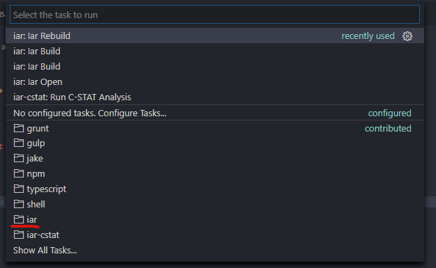 Unconfigured tasks fail to run from 'recently used' · Issue #85 · iar-vsc/iar-vsc · GitHub