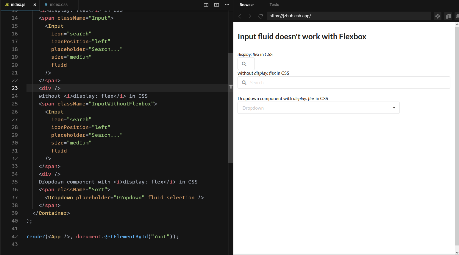 Input: fluid property doesn't work with Flexbox · Issue #4186 · Semantic-Org/Semantic-UI-React ...