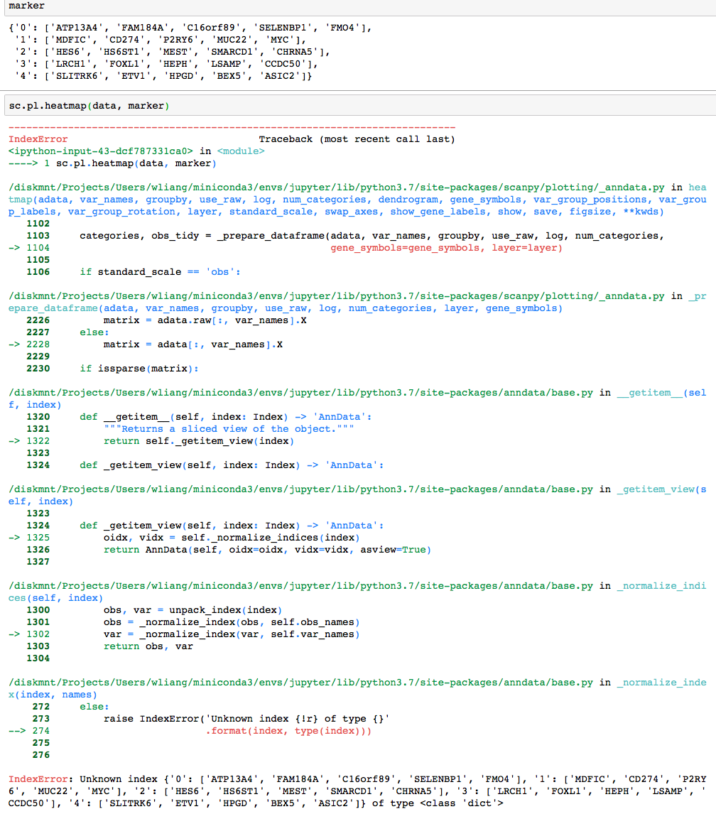 sc.pl.heatmap doesn't recognize a dictionary of genes and show `IndexError` · Issue #735 ...