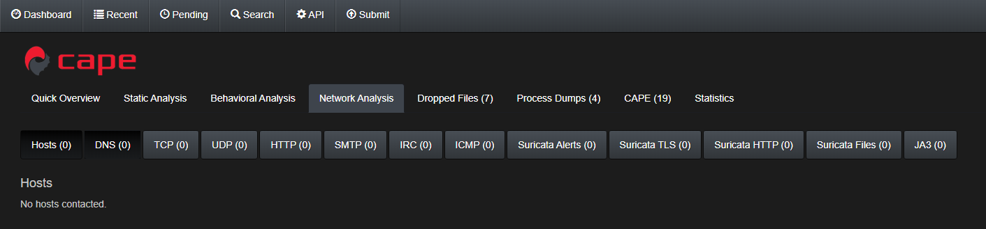 Network part of the report is empty · Issue #229 · kevoreilly/CAPEv2 · GitHub