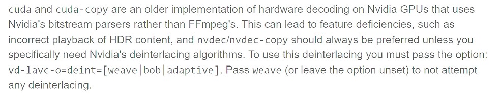 possible to implement auto copyback for yadif with nvdec? · Issue #7465 · mpv-player/mpv · GitHub