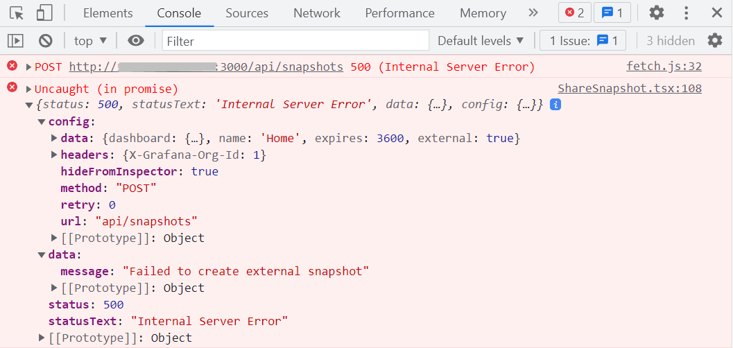 Failed to create external snapshot at raintank · Issue #43617 · grafana ...