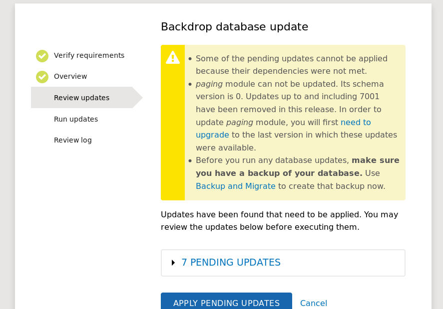 [UX] Update dependency message not very helpful. · Issue #2858 · backdrop/backdrop-issues · GitHub