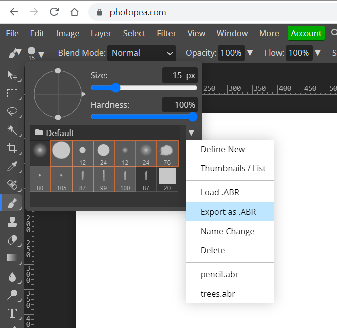 Feature Request: New Option to Export Selected Brushes · Issue #5278 · photopea/photopea · GitHub