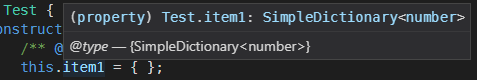 Intellisense ignores JSDoc given type of class variables set as empty ...