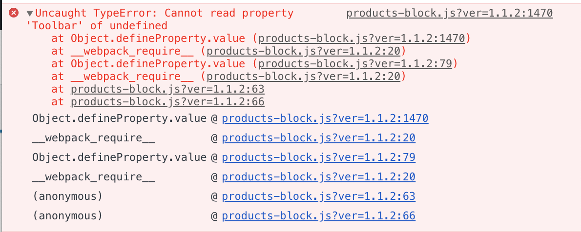 Product Block Fails to Initialize: Cannot read property 'Toolbar' of undefined · Issue #120 ...