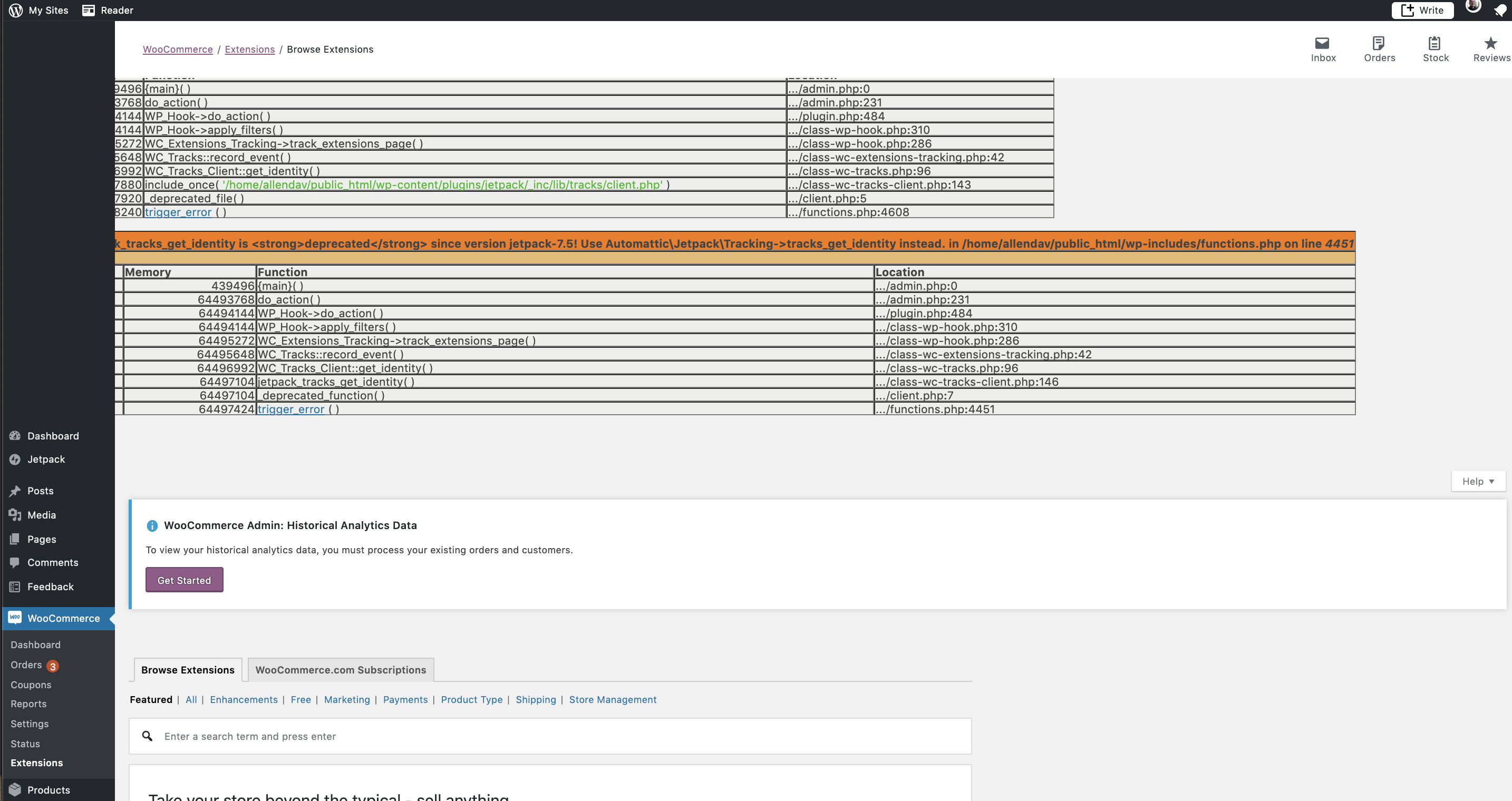 Notice: jetpack_tracks_get_identity deprecated since version jetpack-7.5 · Issue #24067 ...