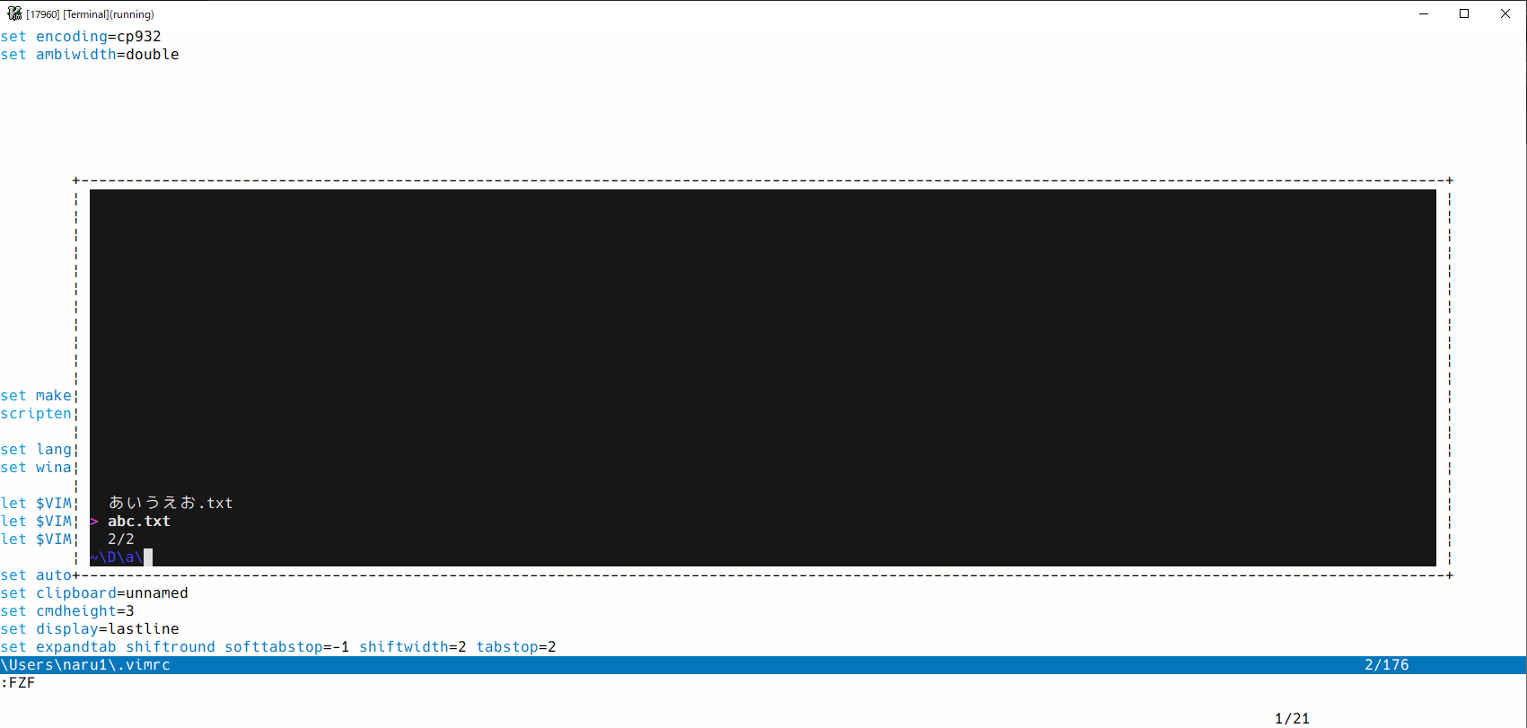 Occur a Error in Vim which &encoding is cp932 by rbtnn · Pull Request #2225 · junegunn/fzf · GitHub