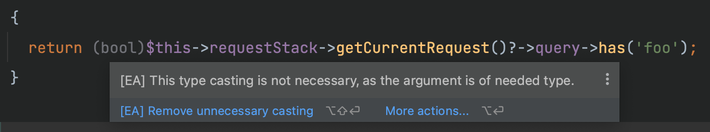 "[EA] Remove unnecessary casting" inspection should handle PHP 8.0 Null-safe operator · Issue ...