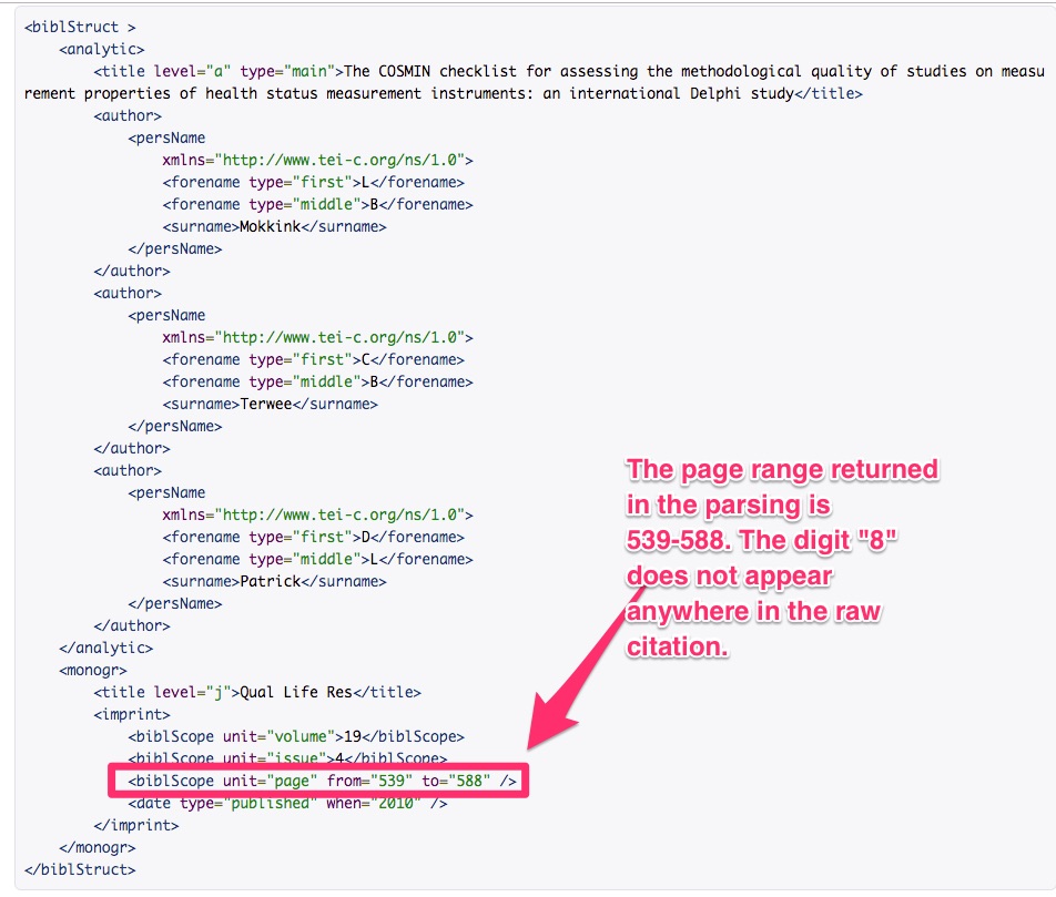 ProcessCitation endpoint in Grobid REST API parses incorrect page ranges · Issue #492 · kermitt2 ...