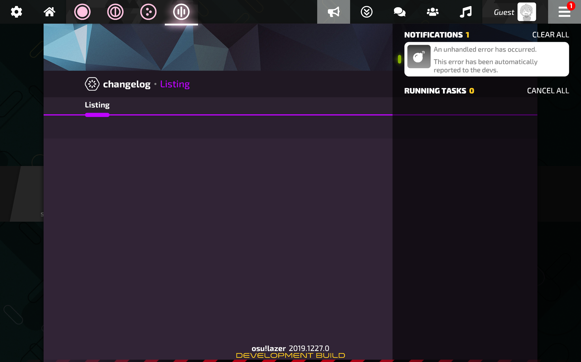 Uncaught exception occurred when showing update log · Issue #7416 · ppy/osu · GitHub