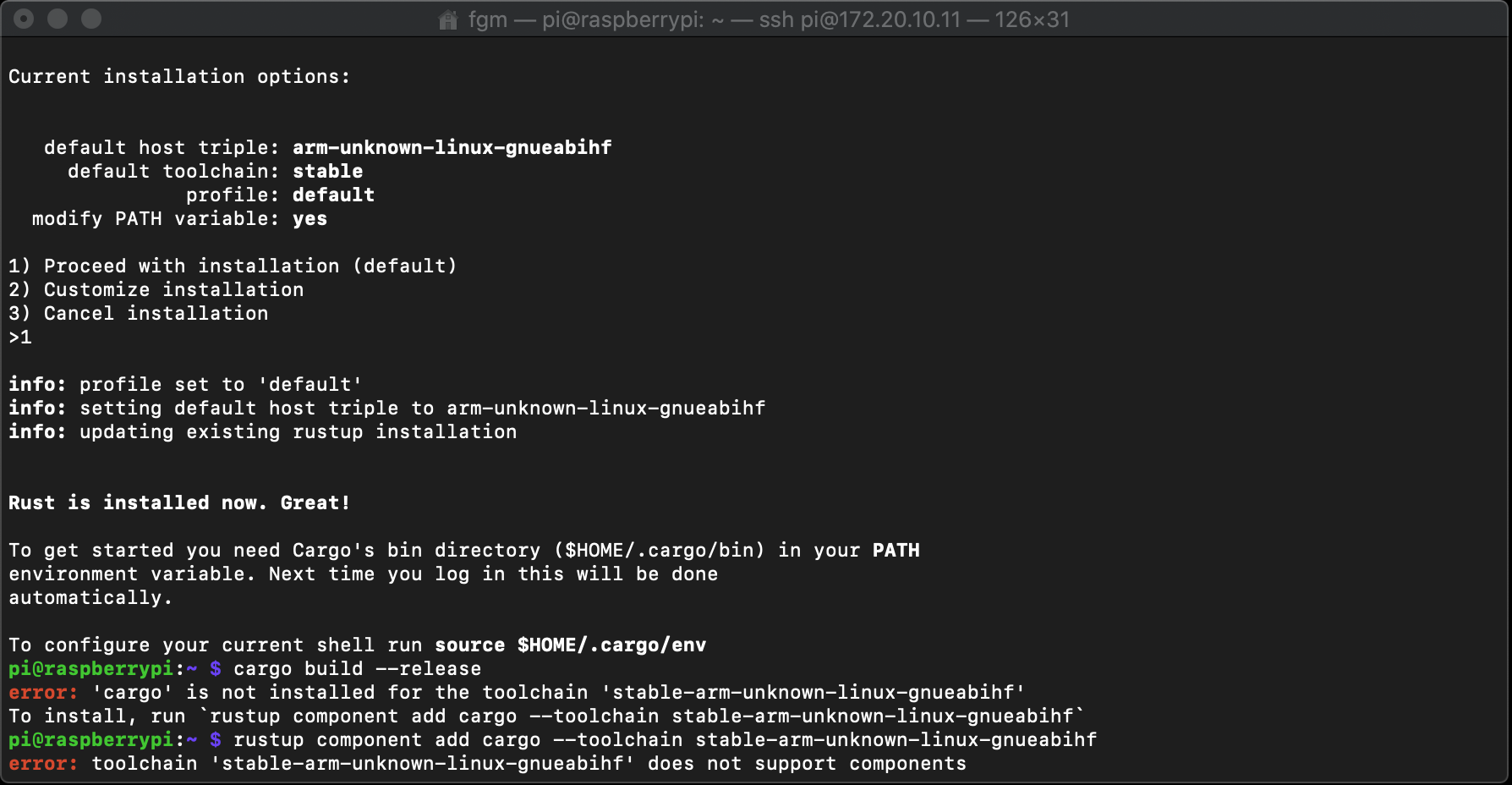 Rustup installation failure at installing rustc component in Pi Zero W · Issue #6 · PiSugar ...