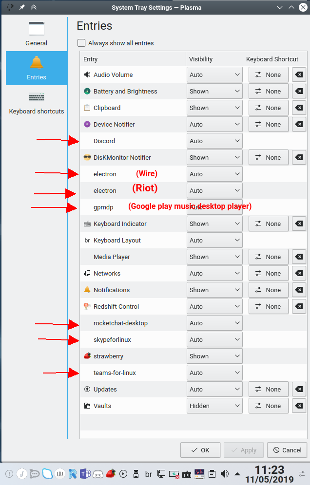 Electron apps have no icon in systray settings of KDE Plasma desktop ...