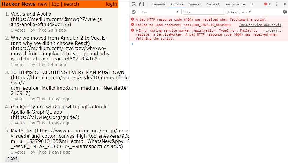 Failed To Register A Serviceworker A Bad Response Code 404 Was Received When Fetching