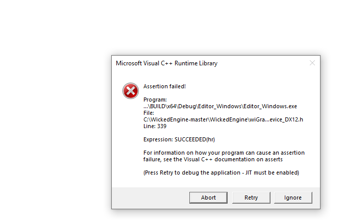 editor/tests EXE crashes in both debug/release mode. - current version ...